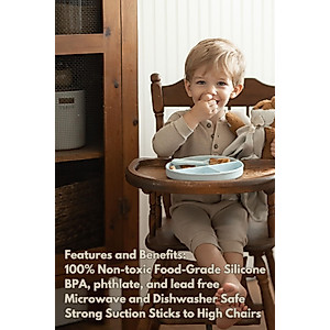 Ullabelle Lilac 4-Piece Suction Toddler Plates & Bowls Set - BPA Free, Microwave & Dishwasher Safe, 100% Food Grade Silicone