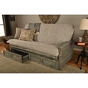 Kodiak Furniture Lexington Weathered Gray Finish Futon Frame with Drawers