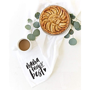The Cotton & Canvas Co. Mama Knows Best Soft and Absorbent Kitchen Tea Towel, Flour Sack Towel and Dish Cloth, for Her