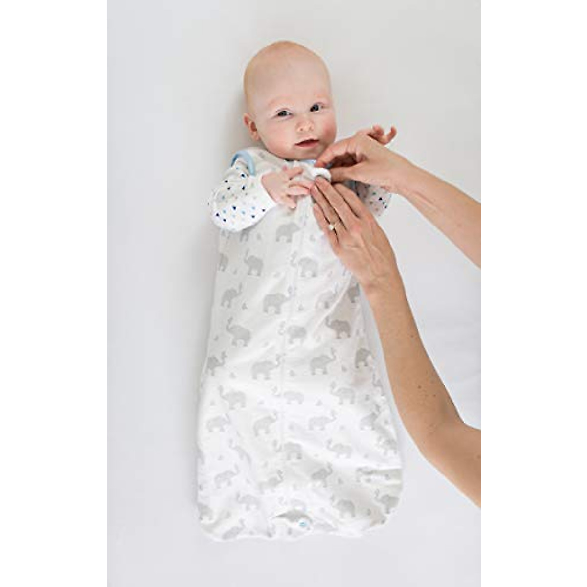 SwaddleDesigns Cotton Flannel Sleeping Sack, Sleeveless Wearable Blanket with 2-Way Zipper, Made in USA, Elephant and Yellow Chickies, 12-18 Months