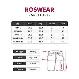 roswear Women’s Casual Summer Ripped High Waisted Denim Shorts Stretch Distressed Frayed Raw Hem Jean Shorts White Large