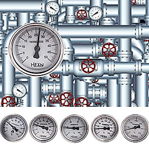 QIXIAMO Pipeline Thermometer 50/100/150/200/300℃ Bi-Metallic Metal Temperature Gauge for Pipeline Industrial Use