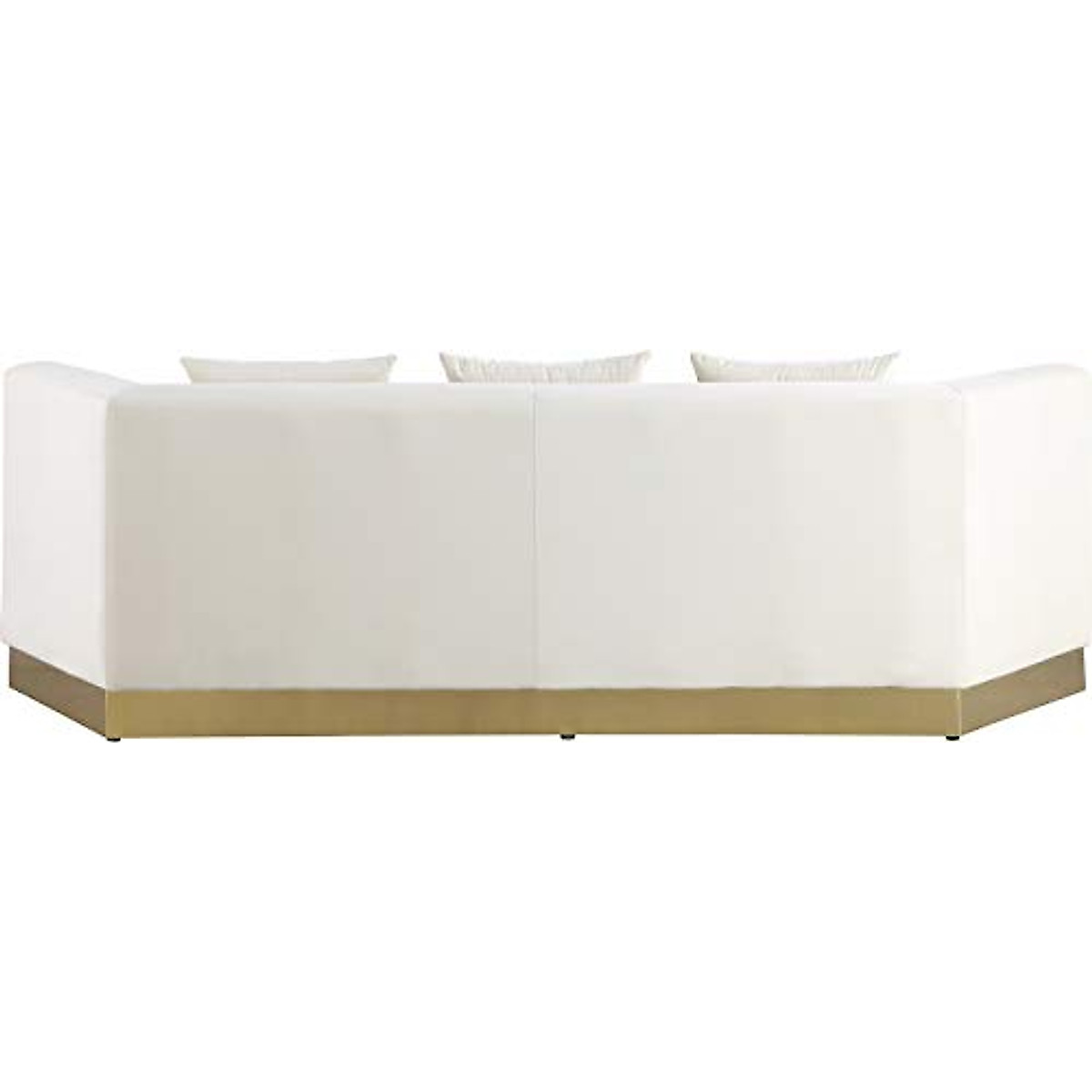 Meridian Furniture Marquis Collection Modern | Contemporary Velvet Upholstered Sofa with Stainless Steel Base in a Rich Gold Finish, 93" W x 38" D x 29" H, Cream