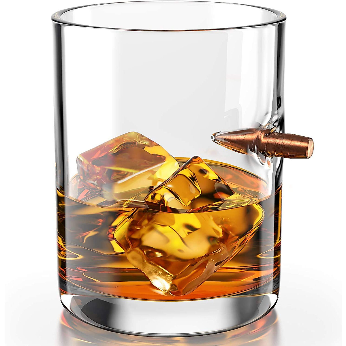 2nd Amendment American Flag - .308 Real Bullet Hand Blown Old Fashioned Whiskey Rocks Glass