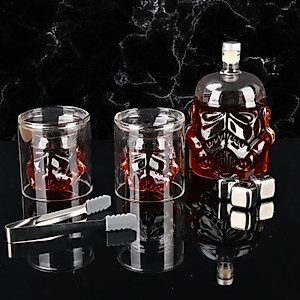 Yingluo Transparent Creative Whiskey Decanter Set With 4 Glasses,Flask Carefe,Whiskey Carafe for Wine,Scotch,Bourbon,vodka,Liquor-750ml Gifts for Men (1 DECANTER + 4 GLASSES)