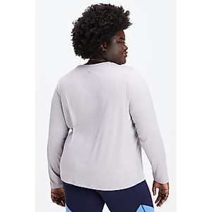 Fabletics Women's Dry-Flex Long-Sleeve Tee, Performance, Moisture Wicking, Running, Recycled Polyester, Elastane, 1X, Soft Grey Heather