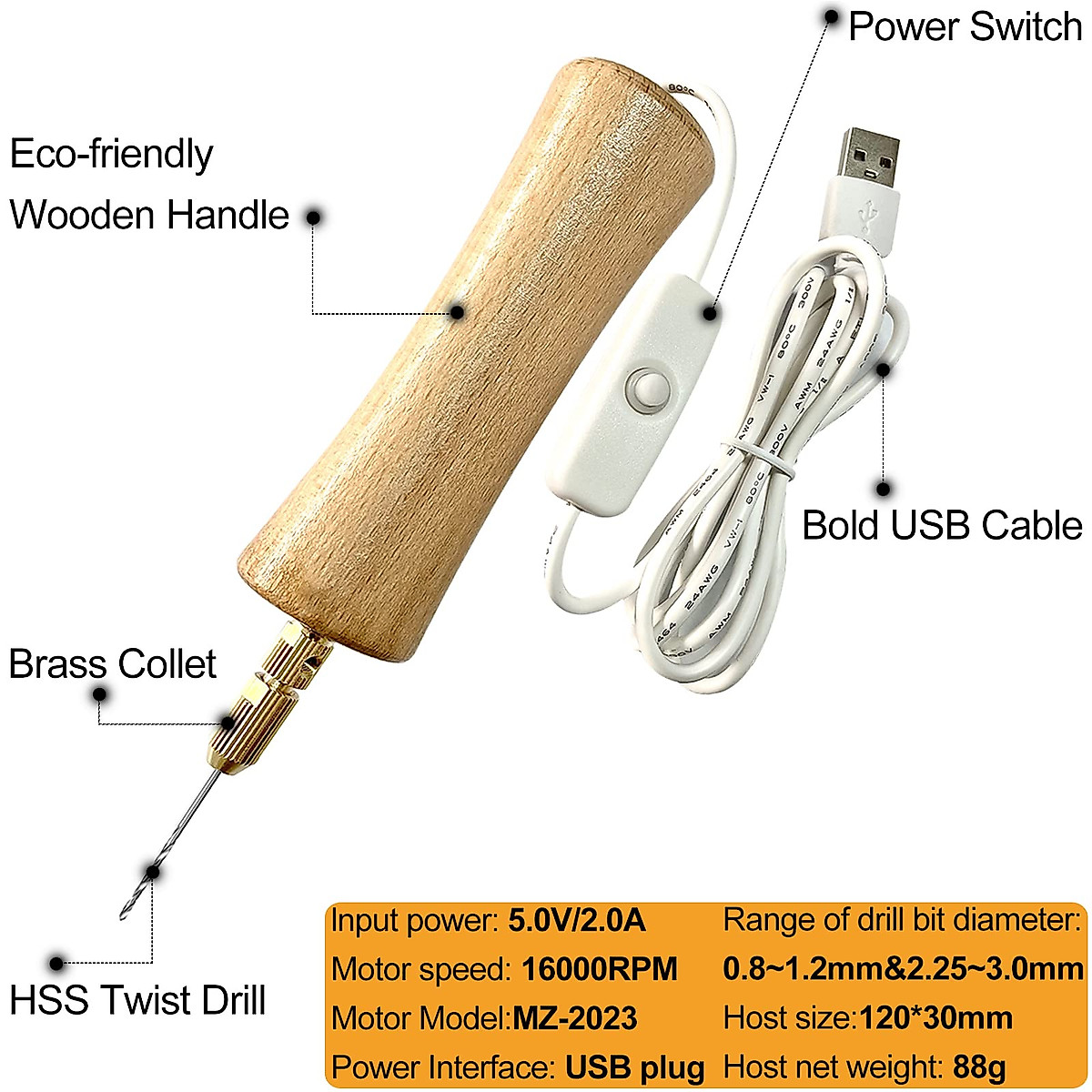 XIZED Electric Resin Jewelry Drill Set,50Pcs Wooden Body Hand Drill Resin Supplies,Multi-Purpose Power Small Hand Drill for Drilling,Sanding,Polishing,Cutting,Engraving,Jewelry Making,DIY Resin Crafts