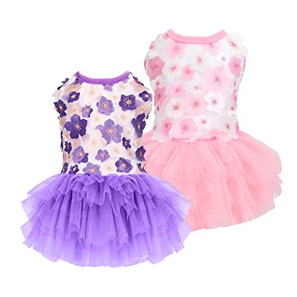 Girl Dog Clothes for Small Dogs Girl Dog Wedding Dress Puppy Clothe Dog Dresses for Medium Dogs Girl Cat Dresses for Cats Only Dog Birthday Dress Dog Tutu Dog Outfits 2 Pack (Small)