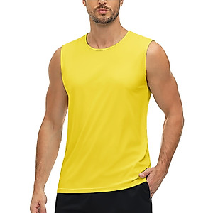 MAGCOMSEN Workout Tank Tops for Men Dry Fit Sleeveless Shirts Muscle Boxing Dry Fit Tank Tops Fitness Active Summer Tank Tops Yellow XL