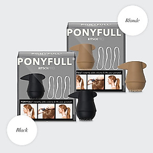 Kitsch PONYFULL Ponytail Volume Enhancer, Volumizing Ponytail Tool, Enhance Ponytail Style for Fine Hair Adds Volume and Lift Perfect for Daily Use & Any Occasion, Hair Accessories for Women (Black)