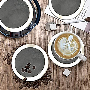 Coasters for Drinks Leather Coasters with Holder for Wooden Table Coaster with Silver Metal Ring for Drinks Absorbent House Warming Presents for Women Funny Farmhouse for Bar Table Set of 6