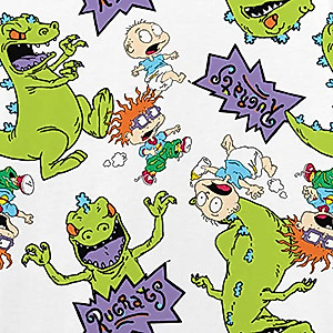 Nickelodeon Mens Rugrats Reptar Shirt - Rugrats Reptar Chuckie Tommy Allover Print T-Shirt (White, Large)