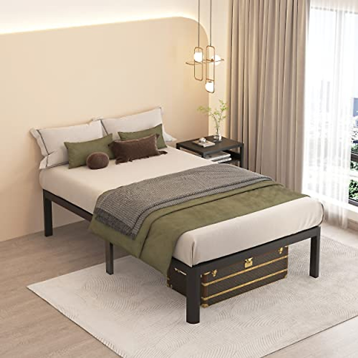 MAF 14 Inch Twin Metal Platform Bed Frame with Round Corner Legs, 3000 LBS Heavy Duty Steel Slats Support, Noise Free, No Box Spring Needed, Easy Assembly