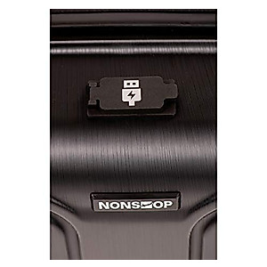 NONSTOP NEW YORK Luggage Expandable Spinner Wheels hard side shell Travel Suitcase Set 3 Piece (Black, 3-Piece Set (20/24/28) W/Power Bank)