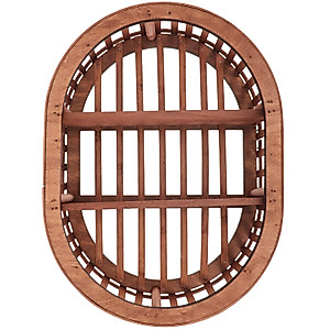 Uonlytech Home Decor Storage Shelves Decor Wall Organizer Hanging Organizer Rack Wood Wall Storage Mount Storage Rack Hanging Storage Rack for Wall Oval Ornaments Wooden Display Shelf