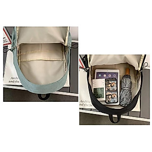 Kawaii Backpack with Cute Accessories Simple Modern Star Pattern Backpack Big Capacity Backpack (Black)