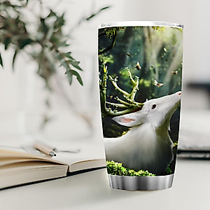 Animal Deer Insulated Tumbler, 20oz Stainless Steel Coffee Travel Mug With Lid for Cold and Hot Drinks