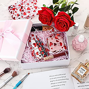 300 Pcs Valentine's Day Heart Candy Bags Organza Jewelry Pouches Drawstring Bags Valentine Love Heart Gift Bags Wedding Gift Pouch Drawstring Pouch for Gift Packaging (Heart Pattern, 3.94 x 4.72 Inch)