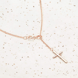 Dear Ava Infinity Cross Necklace For Women - Modern Jewelry Pendant Love - Retirement Farewell gifts for Teacher Coworker Colleague Office Friend Boss Rose Gold