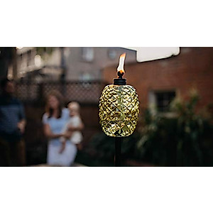 TIKI Green Brand Convertible Torch Glass Pineapple Outdoor Decorative Lighting for Lawn Patio Garden, 65 in, 1117095