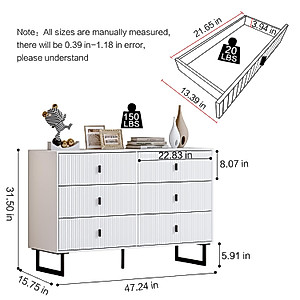 Chrangmay Chest of Drawers with 6 Drawers,Deep Drawers,Clothes Organizer,Large Storage Cabinet for Living Room, Bedroom,Hallway,with Anti-Tipping Device