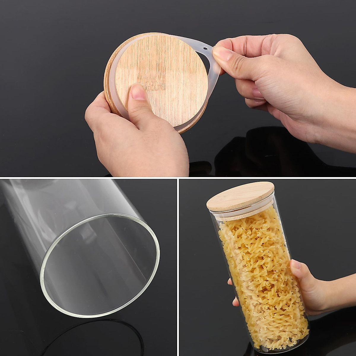 STARSIDE 32 oz Glass Jars with Bamboo Lid,Set of 8 Airtight Food Storage Jars,Kitchen Glass Pantry Storage Containers,Borosilicate Glass Canisters Sets