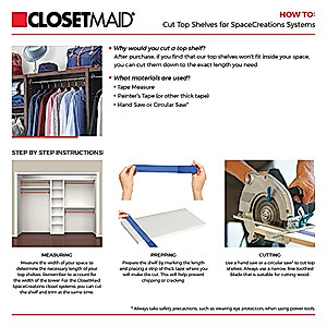 ClosetMaid 6105140 SpaceCreations 52" - 87" Wood Closet Organizer Kit, Classic White