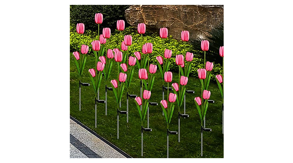 Aolyty Solar Flower Lights Outdoor, IP65 Waterproof Solar Tulip Lights ...