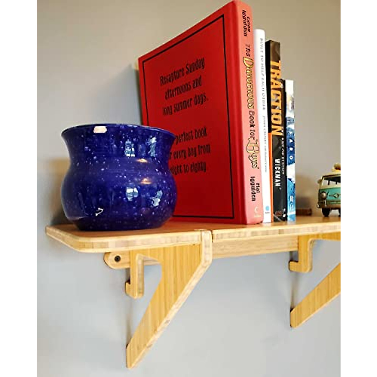 Grassracks Bamboo Floating Shelves - Strong Wall-Mounted Shelf (Single Shelf)