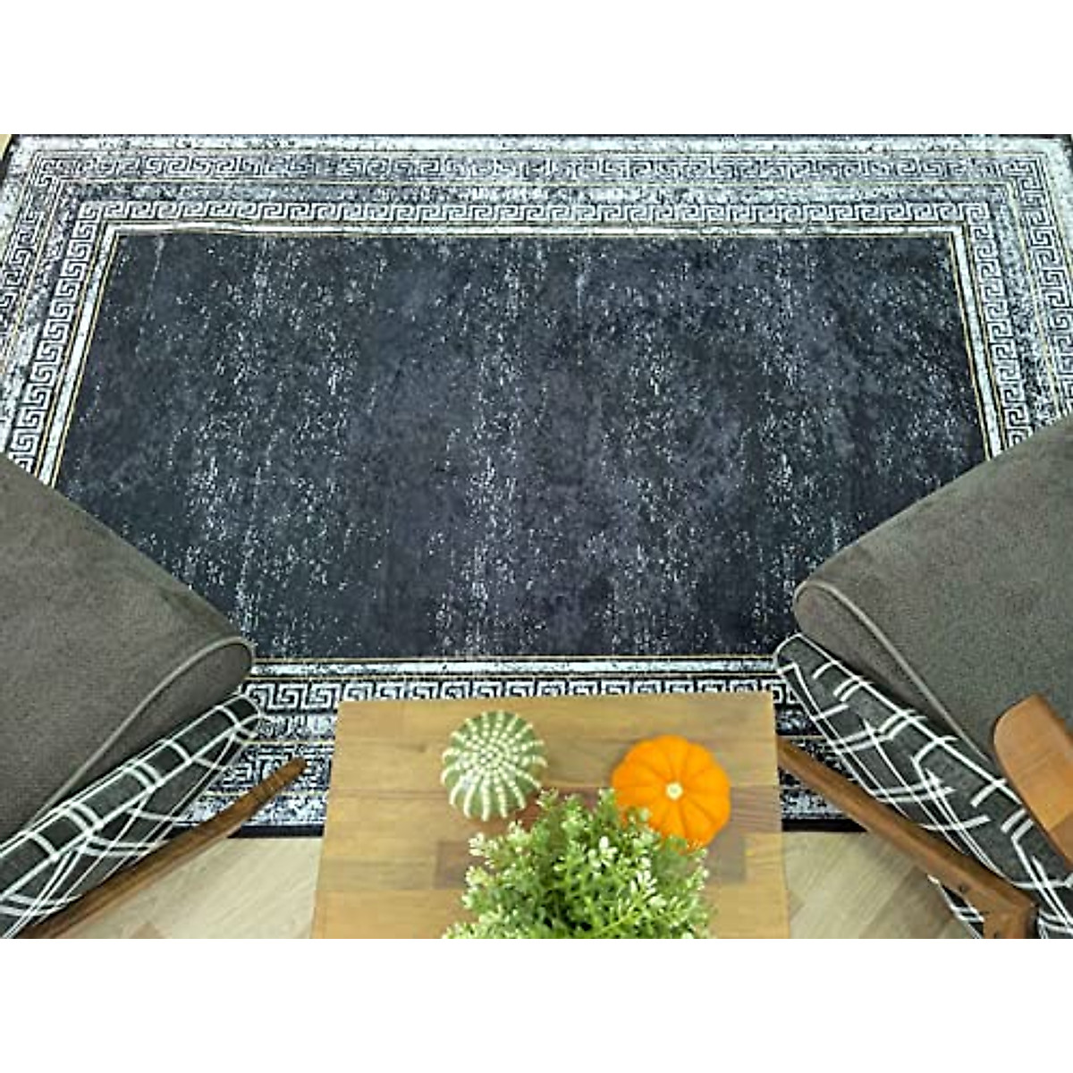 AK RUGS Modern Machine Washable Printed Area Rug Gloria Collection Living Room Bedroom Rug (Charcoal, 6' x 9')