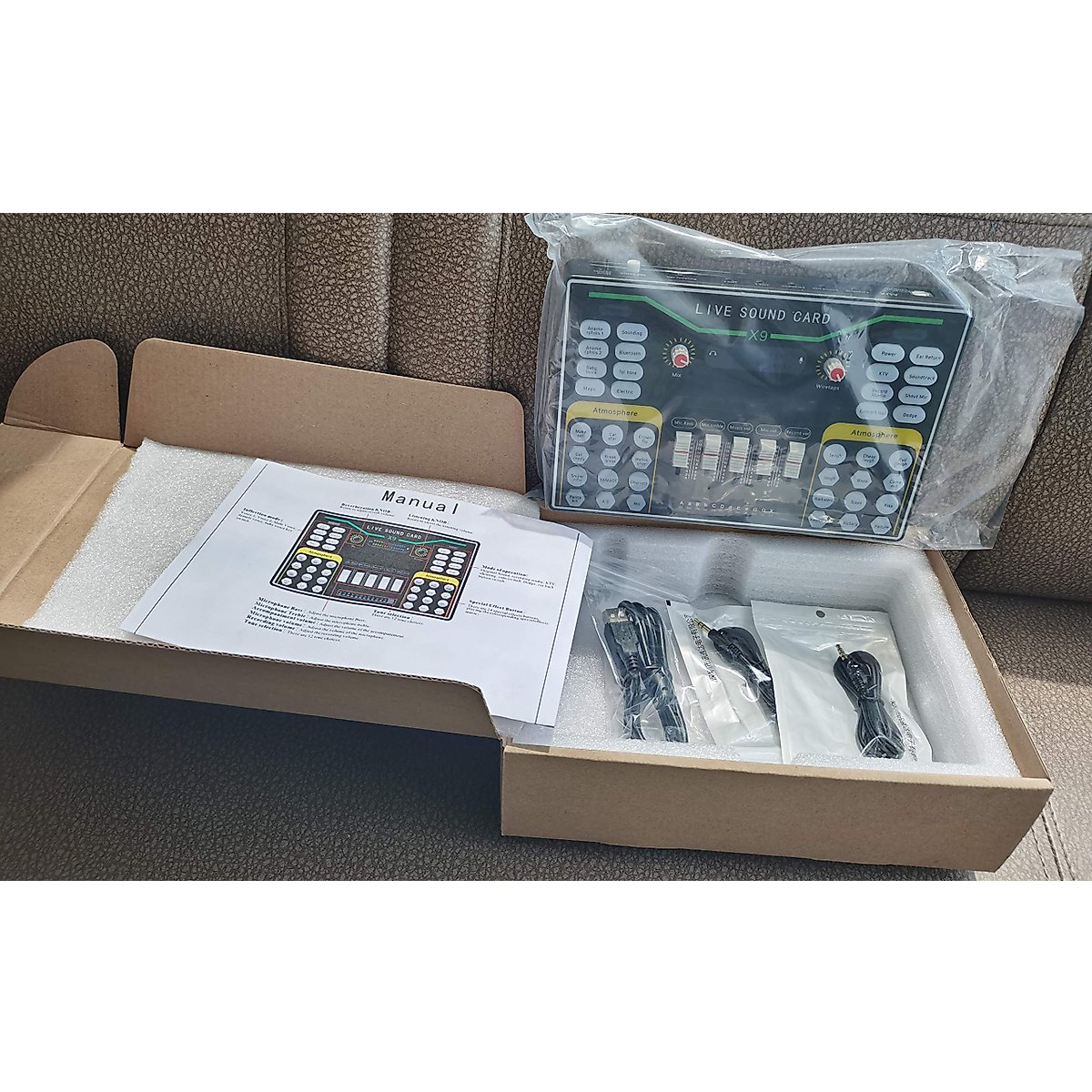 X9 Mini Audio Mixer Sound Card With Dsp Independent Reverb Chip, 48V Power Multiple Sound Effects For Live Streaming Studio Recording Karoke Singing For PC Or Mobile Phone…