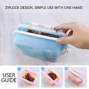 NOLOG YAYIN Reusable Silicone Bags - Leakproof & Airtight {100% Food Grade Silicone} Microwave & Dishwasher Safe Freezer Silicone