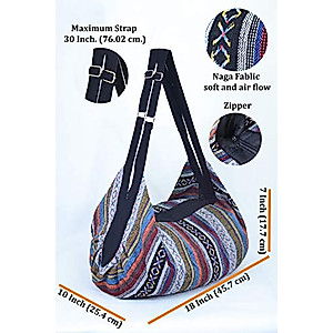 Luggage Hobo Crossbody Bag Shoulder Bag Travel Bag Messenger Bag Hippie Boho Bohemian Large Purse (Black)