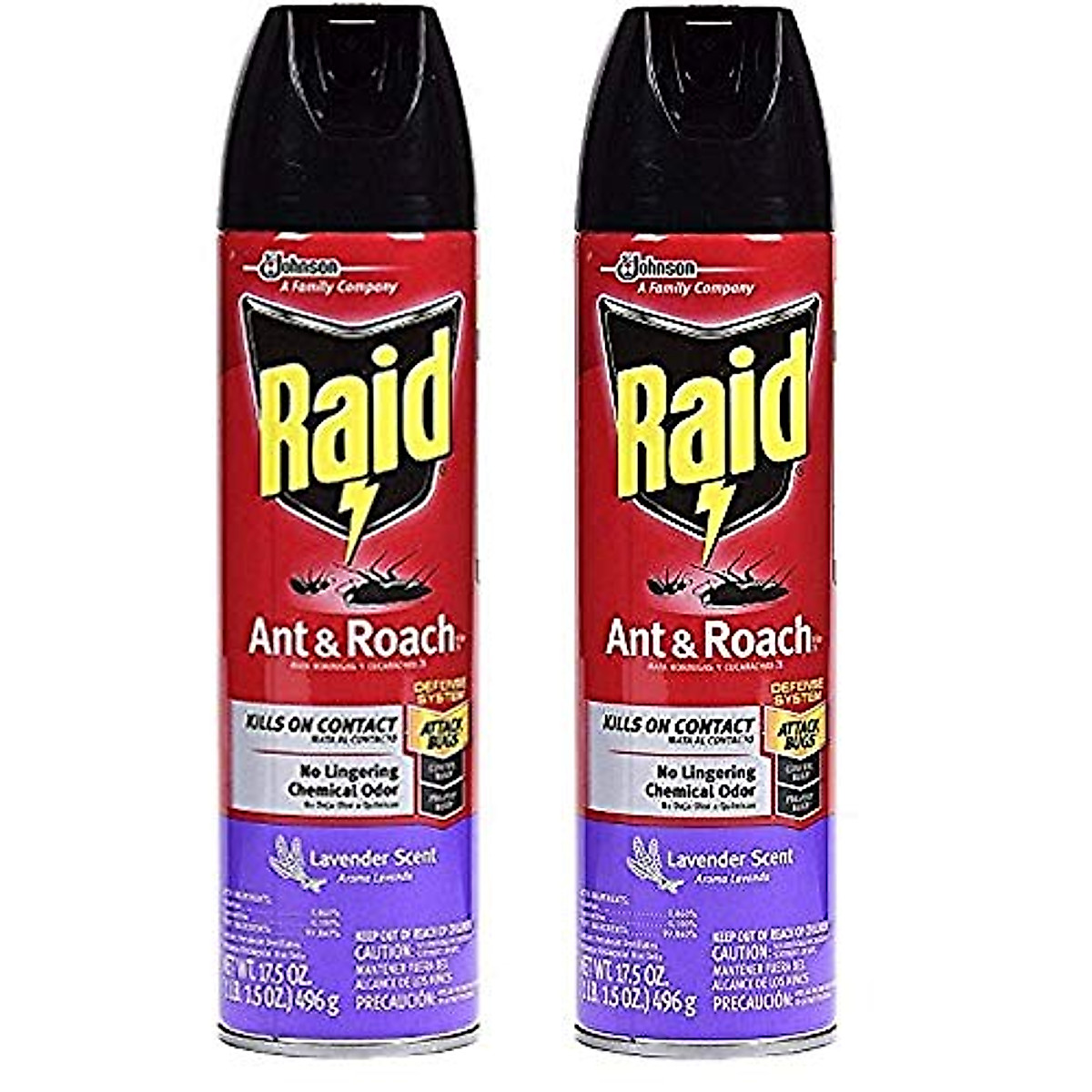Raid Ant & Roach Killer Lavender, 17.5 Oz (Pack - 2), 16 Lb