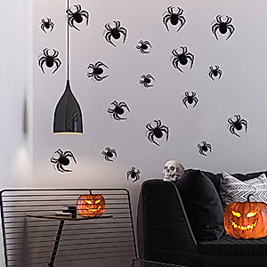 Halloween Home Decorations, 60 PCS 3D Large Spider, Realistic PVC Spider Stickers for Halloween Eve Party Supplies, DIY Scary Room Wall and Window Decor