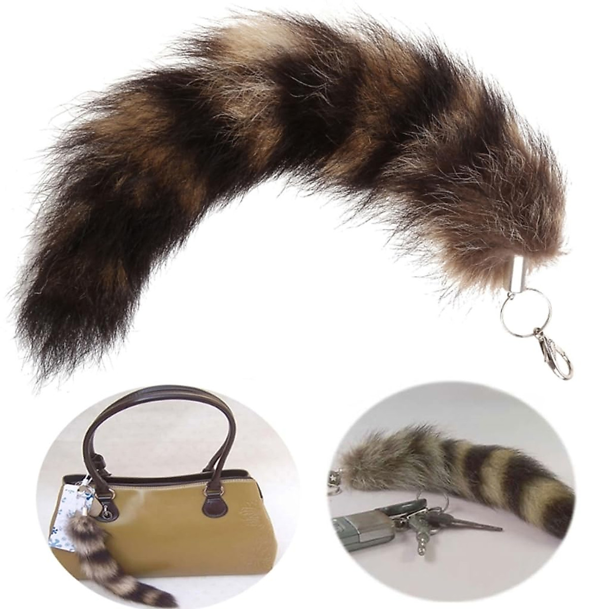 Ankexin for Key Ring Raccoon Coat Tails Chain Keychain Keyring Gift New