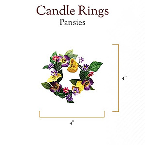 A Cheerful Giver Small Wreath Candle Ring - Pansies Artificial Floral Decor for Candles - Centerpieces & Home Accents
