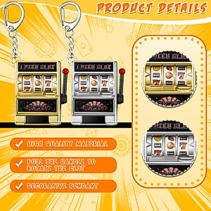 Panelee 8 Pcs Slot Machine Keychain Mini Casino Key Chains Kawaii Keychain for Christmas Las Vegas Party Gifts (Gold,Silver)