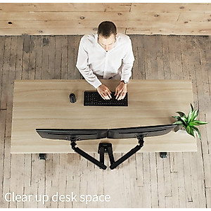 VIVO Premium Aluminum Full Motion Dual Monitor Desk Mount Stand with Lift Engine Arm, Fits Ultrawide Screens up to 35 inches, STAND-V102BB