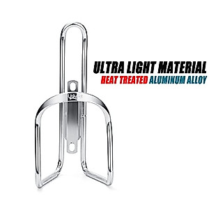 USHAKE Water Bottle Cages for MTB Bikes - Lightweight Aluminum Alloy Holder Brackets - Easy to Install with Drilled Holes - 2 Pack Silver