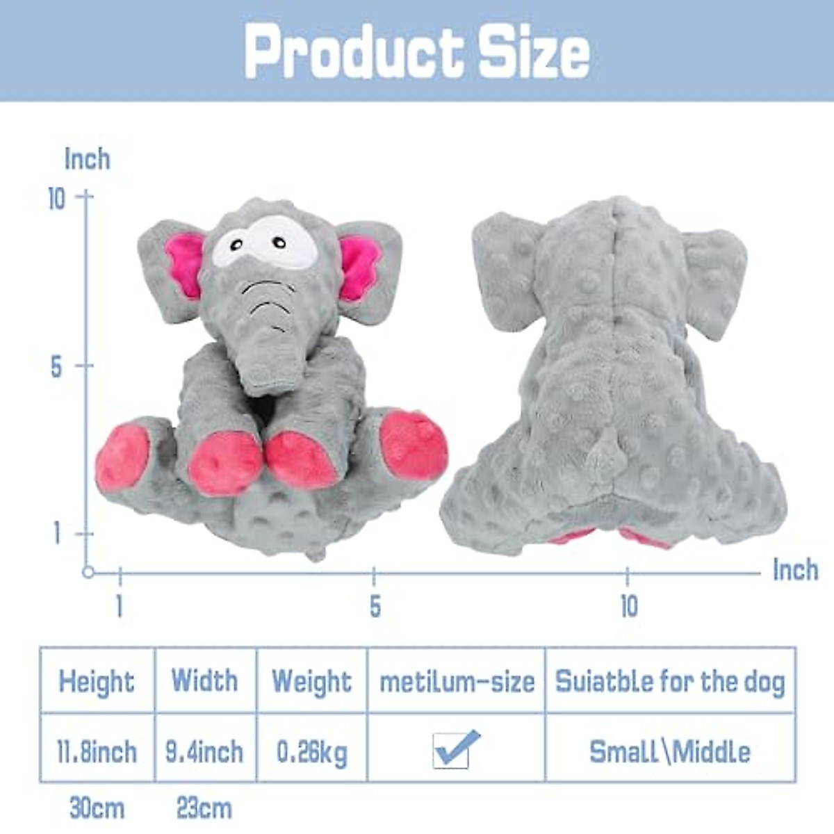 Bzonsmart Dog Toys, Squeaky Plush Dog Toy for Puppy. Small. Medium Large Dogs, Cute Soft Stuffed Toys for Teeth Cleaning and Boredom