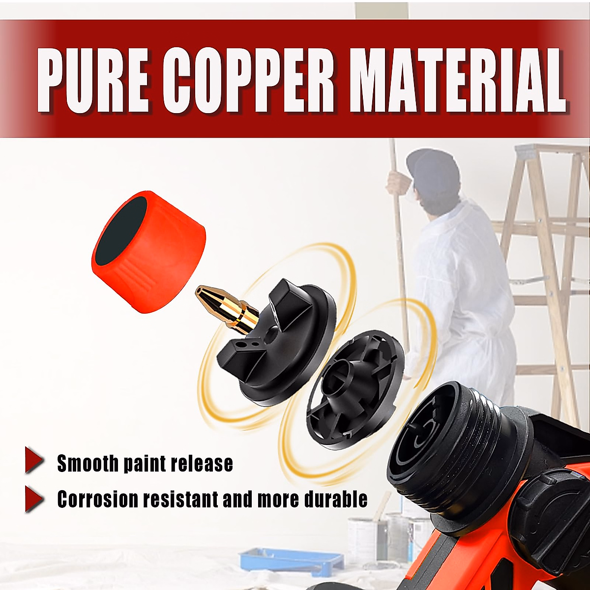 Cordless Paint Sprayer for Milwaukee 18V Battery, TEETOK HVLP Paint Sprayer with 2 Nozzles & 3 Patterns, for Painting Walls, Furniture, Gardens, Fences (Battery not Included)