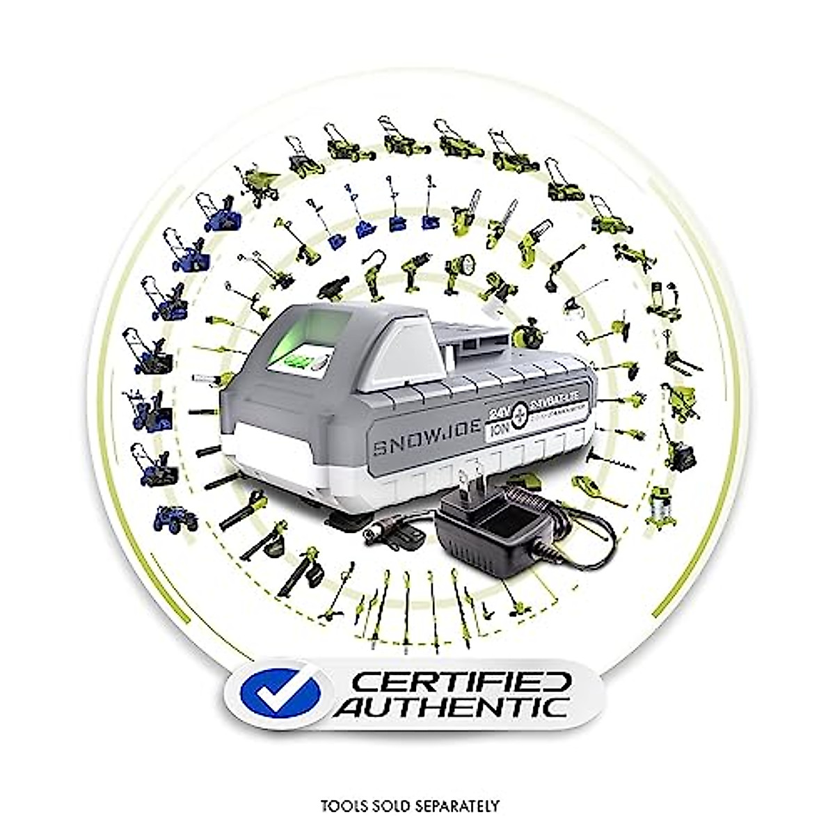 Snow Joe 24V-2AMP-SK1 Starter Kit Includes 1 x 2.0-Ah Lithium iON Battery + Standard Charger, 2.0, White
