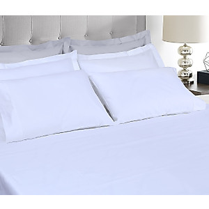 Threadmill Cotton Queen Sheet Set | 100% Cotton Sheets for Queen Size Bed | Solid Sateen Queen Bed Sheets Set with 16” Deep Pocket | Soft Breathable 4-Piece Cooling Bedding Sheet Set | White