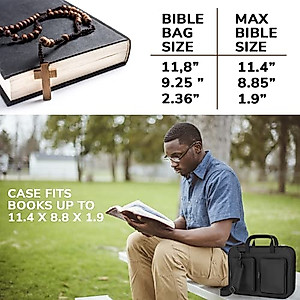 Bible Covers for Women and Men Large Size - XXL Bible Case Bag Fits Book Up to 11.4 x 8.85 x 1.9 Inches - | Zippered Pocket | Pen Slots | Shoulder Strap | - Black Church Christian Gift for Boy Girl