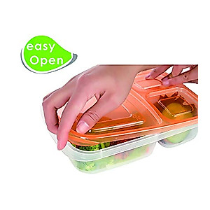 Mealcon Meal Prep Containers 3 Compartment Food Storage Containers Microwave Dishwasher Freezer Safe (Color mixing, 7 PACK (3compartment))