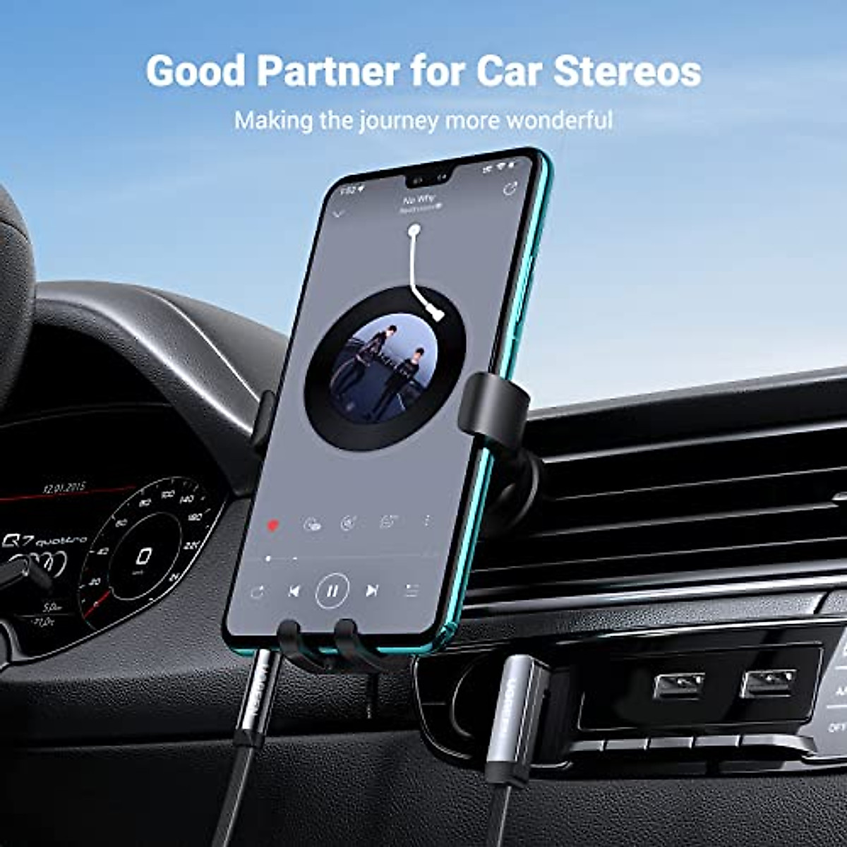 UGREEN 3.5mm Audio Cable Stereo Aux Cord 90 Degree Right Angle Aux Cable Compatible with Beats iPhone iPod iPad Tablets Speakers 24K Gold Plated Male to Male Black 1.5FT