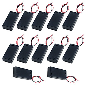 Semetall AA Battery Case On/Off Switch 12Pack 2 x 1.5V AA Battery Holder with Switch and Cap,AA Battery Storage Box with Leads and Switch