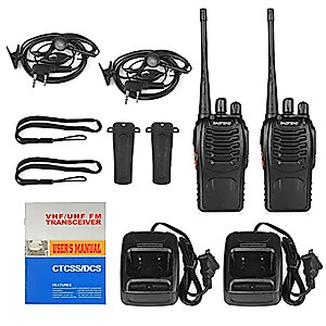 BAOFENG BF-888S Rechargeable Walkie Talkies for Adults, Handheld Two Way Radios Long Range with Earpiece and Mic, Wireless Walkie Talkie with Li-ion Battery and Charger, Walky Talky(2 Pack)