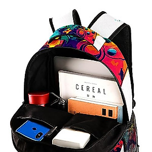 KikandKo School Backpack for Boys, Gaming Controller Rainbow School Bags Lightweight Travel Rucksack Laptop Backpacks